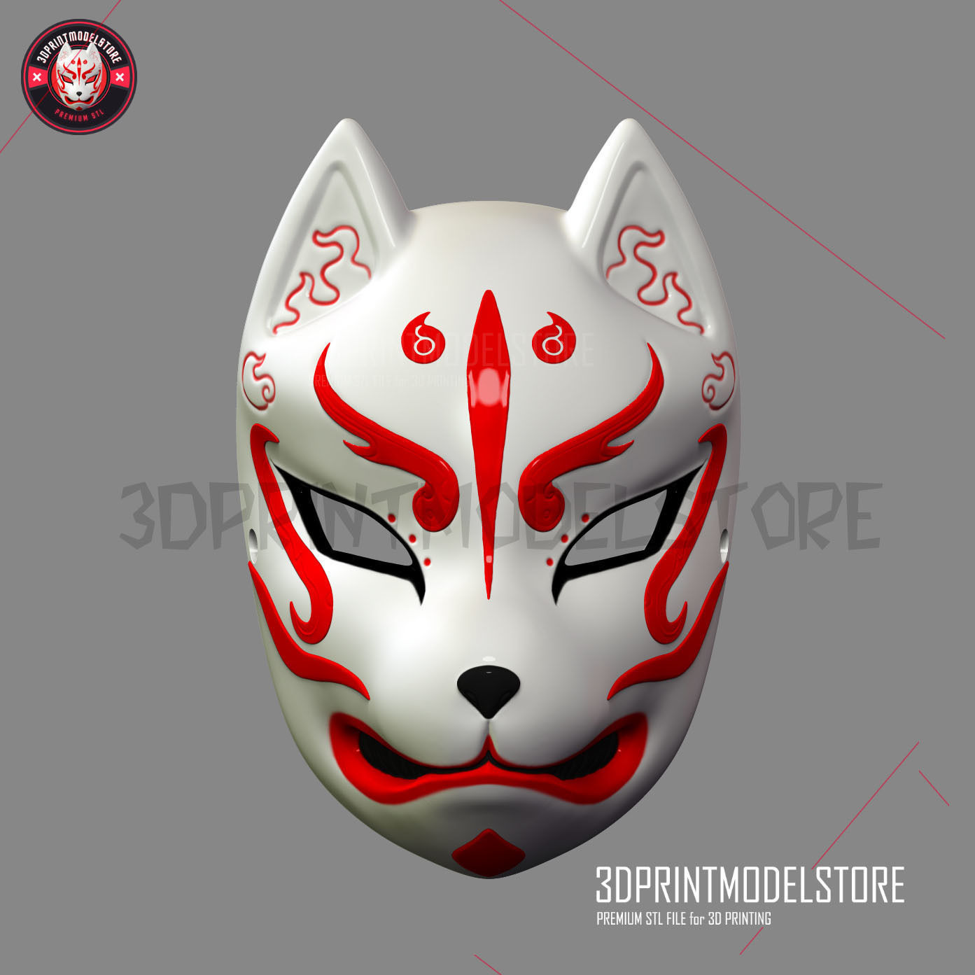 Japanese Fox Mask Demon Kitsune Cosplay STL File 3D model 3D printable ...