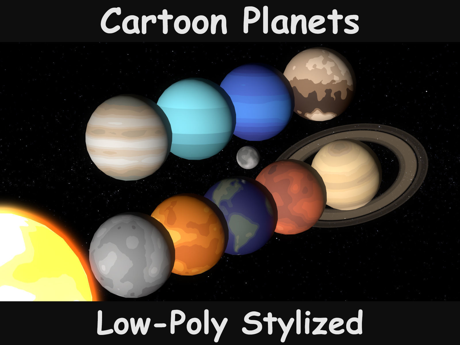 3D model Planets Cartoon VR / AR / low-poly | CGTrader