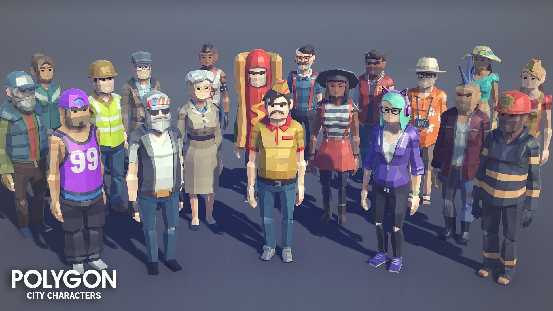 3D model POLYGON - City Characters Pack VR / AR / low-poly rigged ...