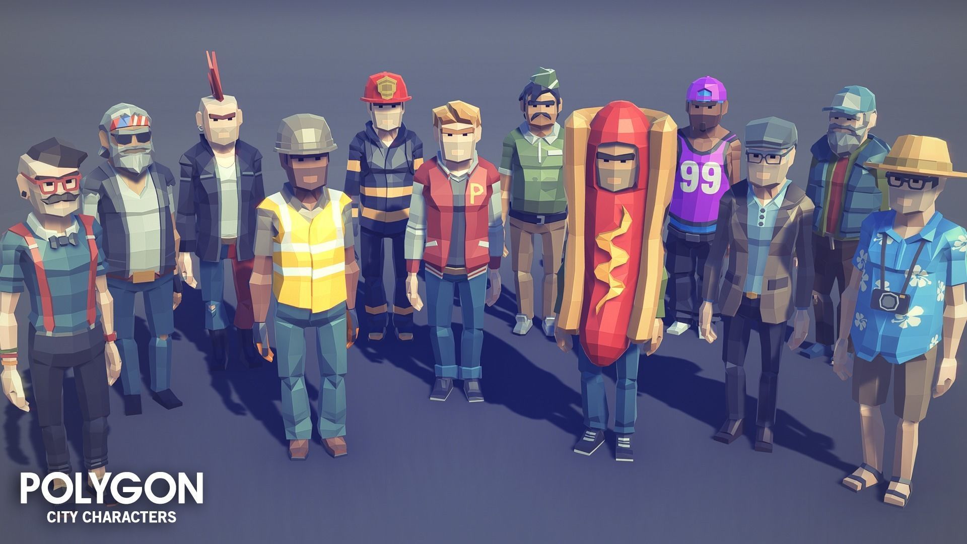 3D model POLYGON - City Characters Pack VR / AR / low-poly rigged ...