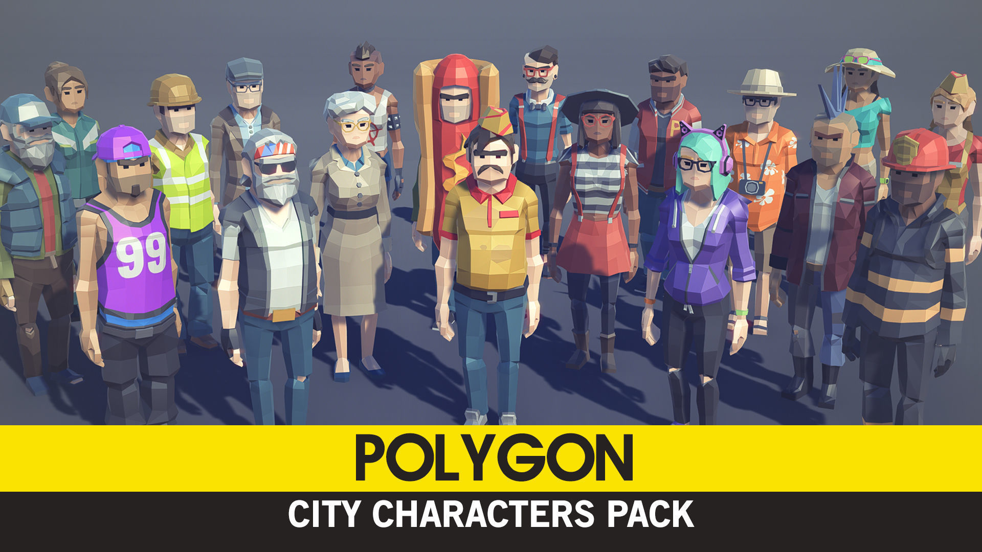 3D model POLYGON - City Characters Pack VR / AR / low-poly rigged ...