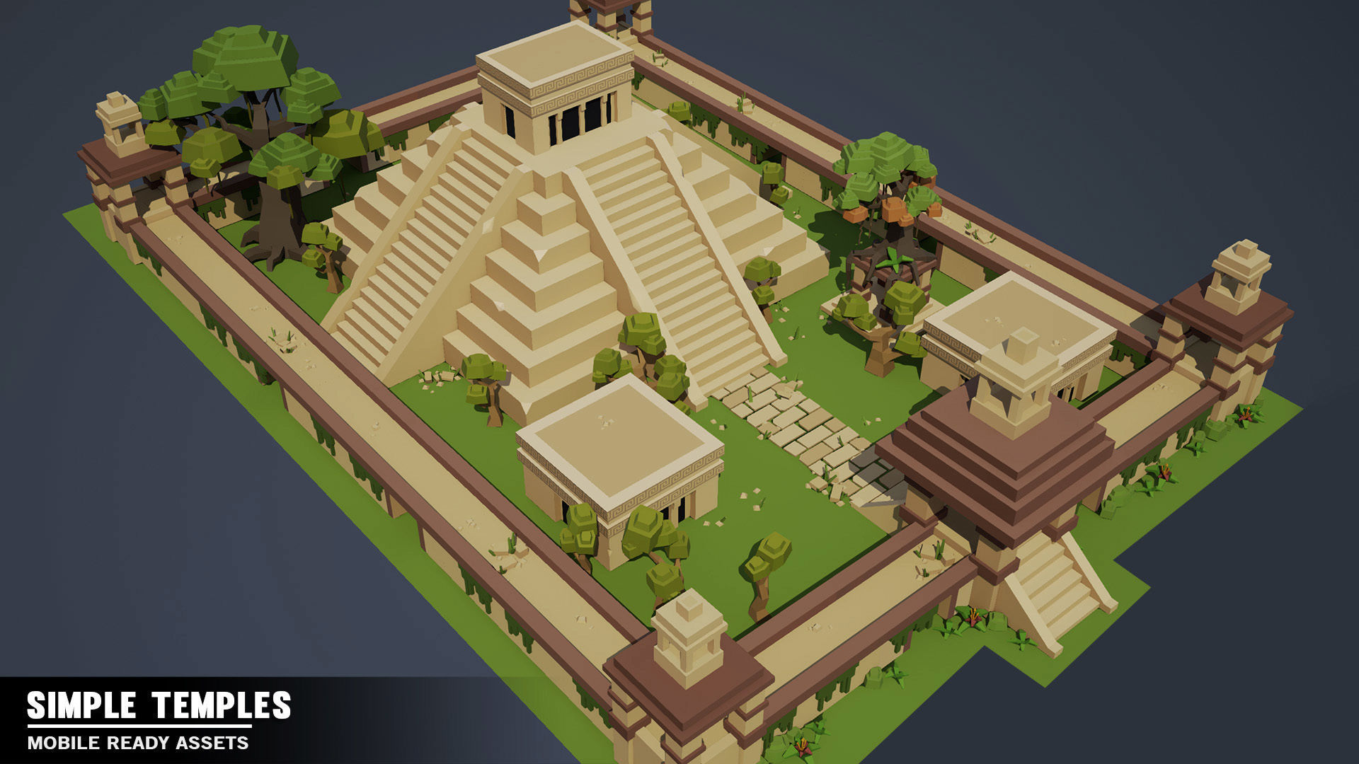 3D model Simple Temples - Cartoon Assets VR / AR / low-poly | CGTrader