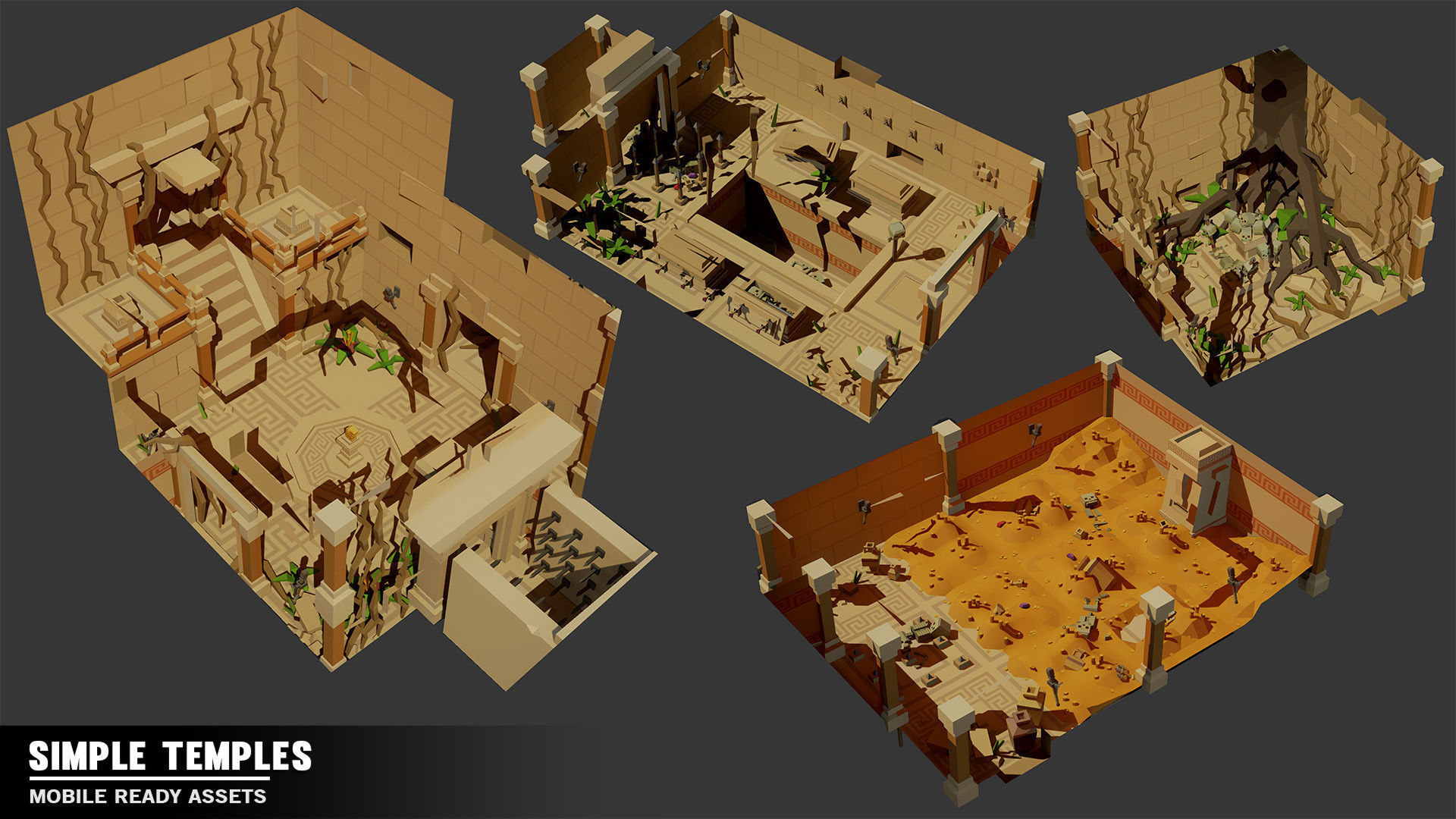 3D model Simple Temples - Cartoon Assets VR / AR / low-poly | CGTrader