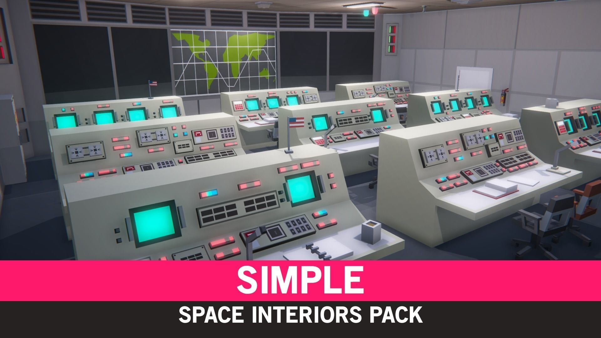 3D model Simple Space Interiors - Cartoon Assets VR / AR / low-poly ...