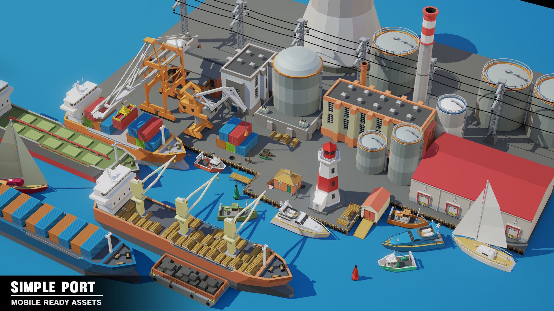 3D model Simple Port - Cartoon Assets VR / AR / low-poly | CGTrader