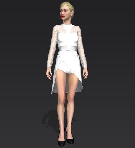 3D model Woman in white VR / AR / low-poly | CGTrader