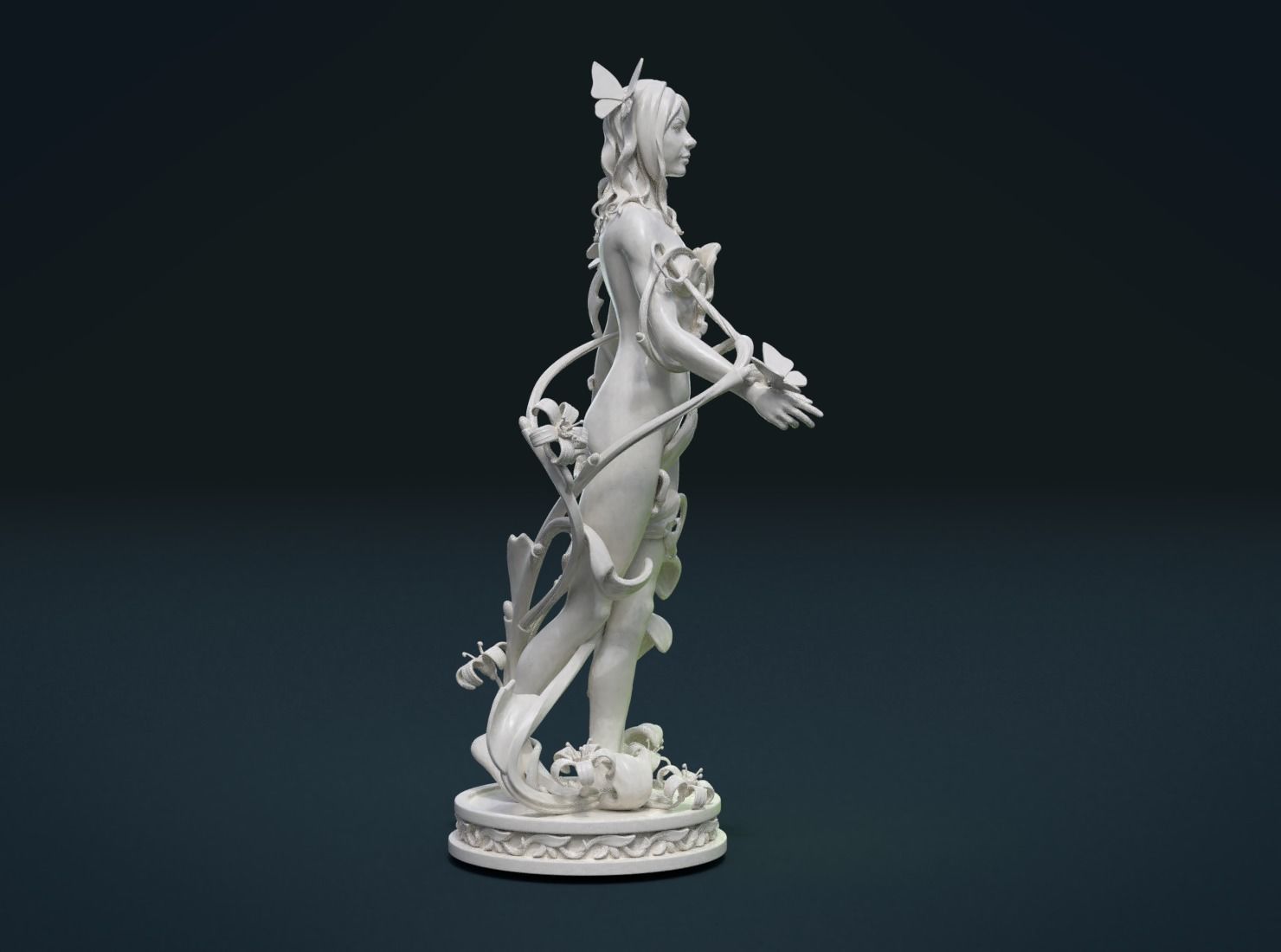 Dryad statue of woman holding flower 3D model 3D printable | CGTrader