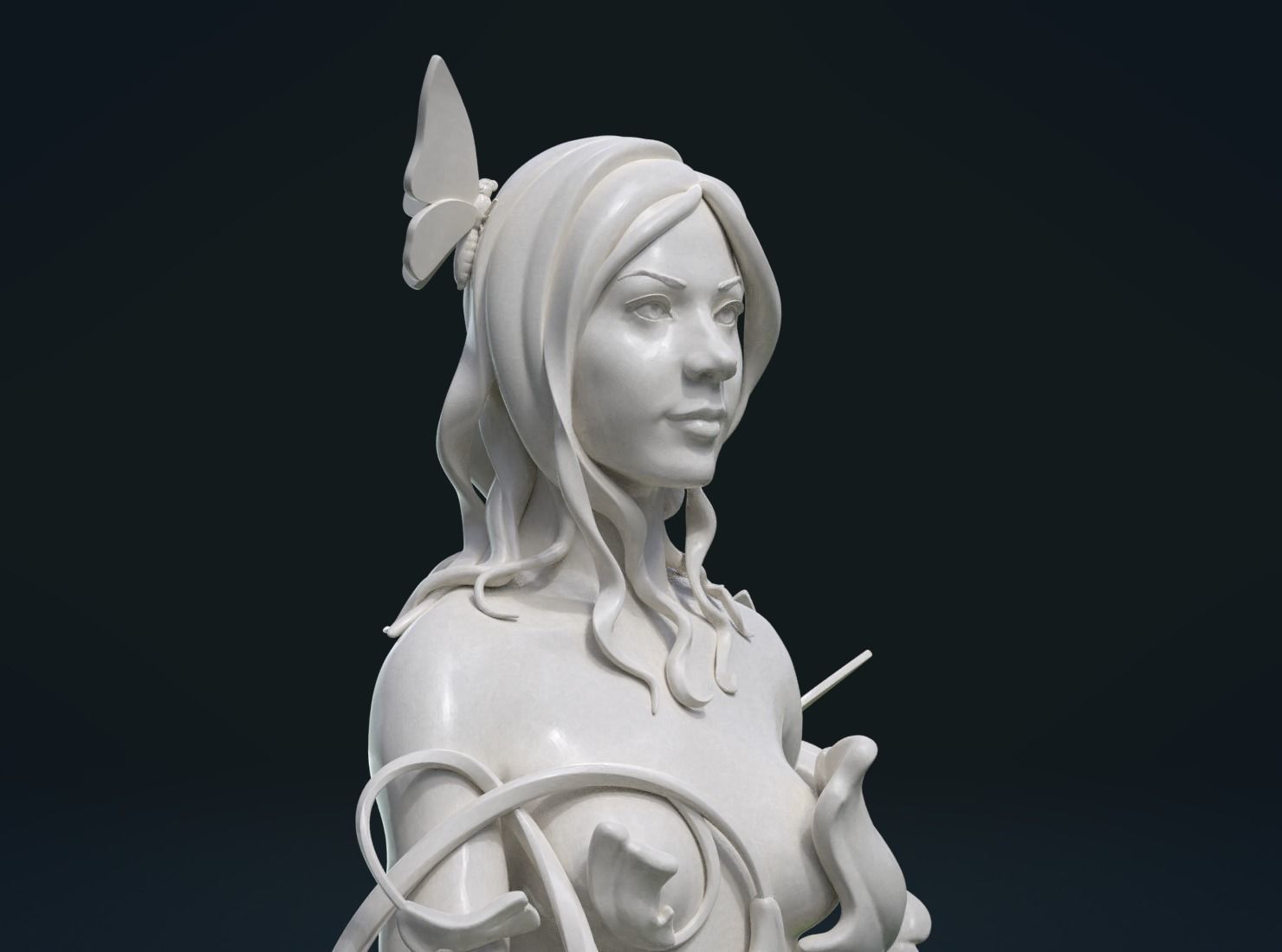 Dryad statue of woman holding flower 3D model 3D printable | CGTrader
