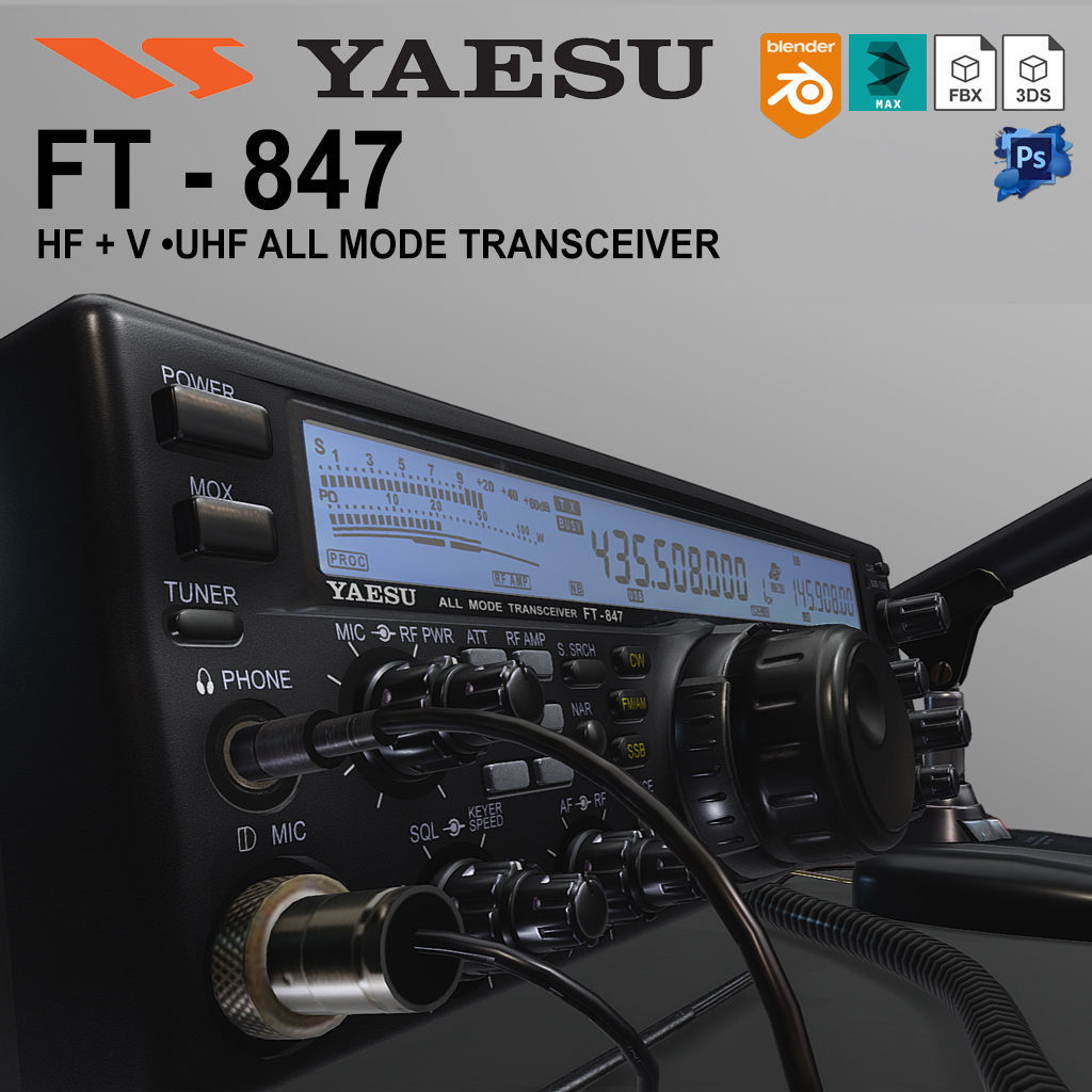 3D model Yaesu FT 847 HF UHF ALL MODE TRANSCEIVER VR / AR / low-poly ...