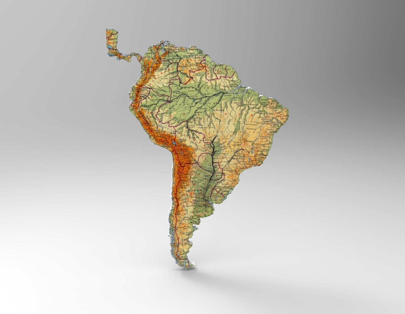 Map of South America 3D model | CGTrader