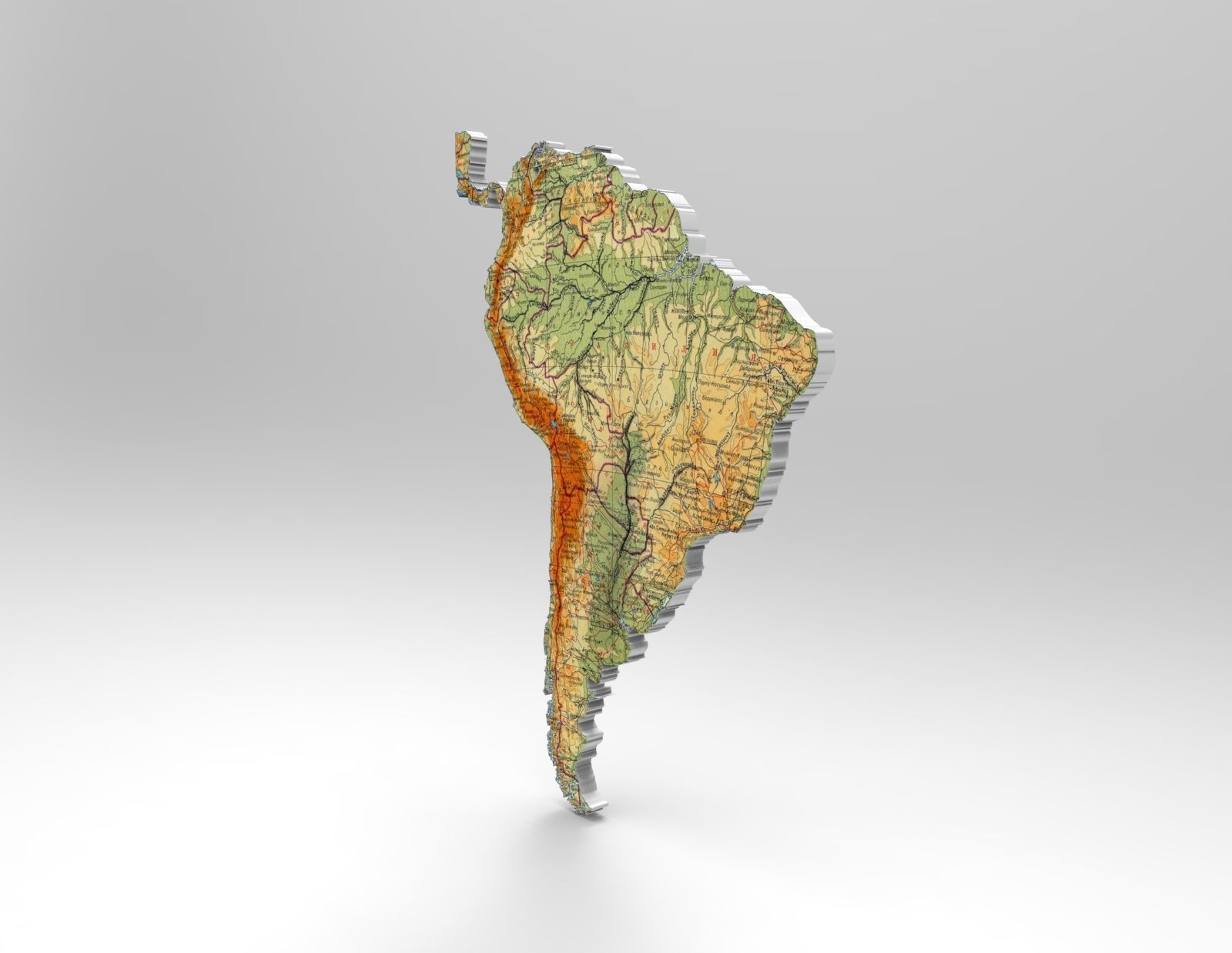 Map of South America 3D model | CGTrader