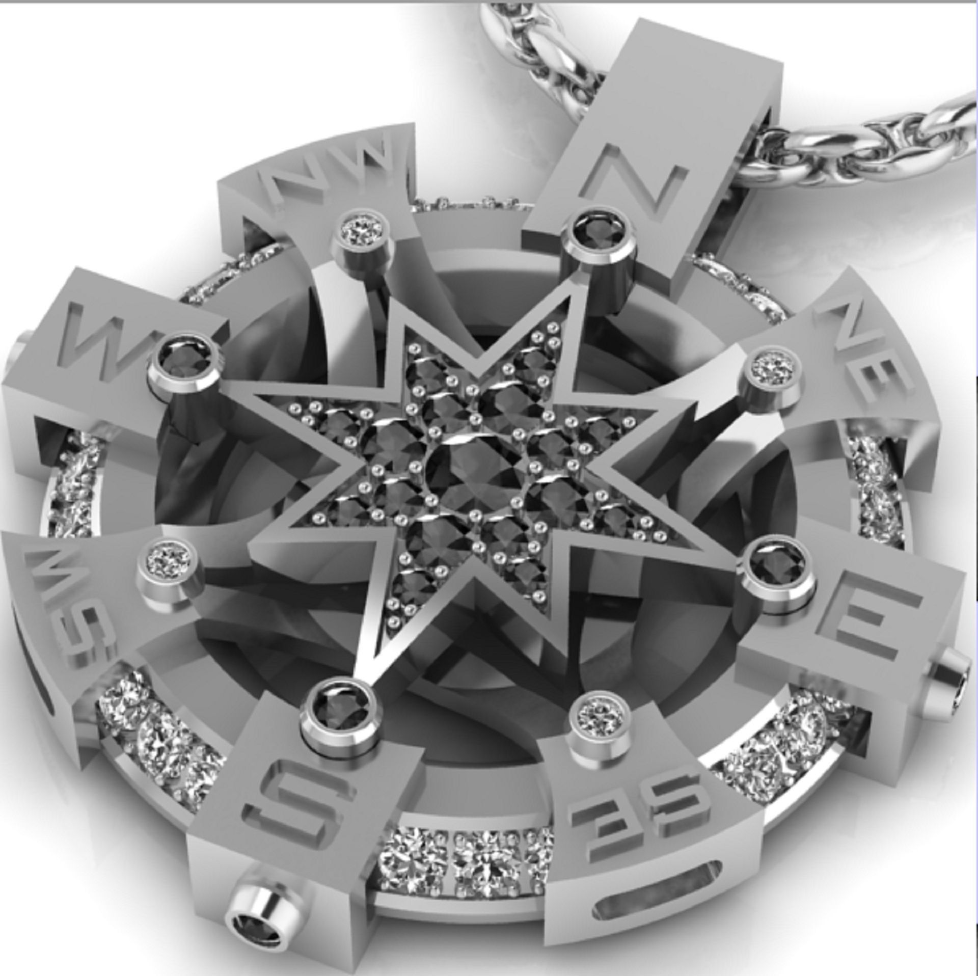 rose of wind pendant and chain link 3D model 3D printable | CGTrader