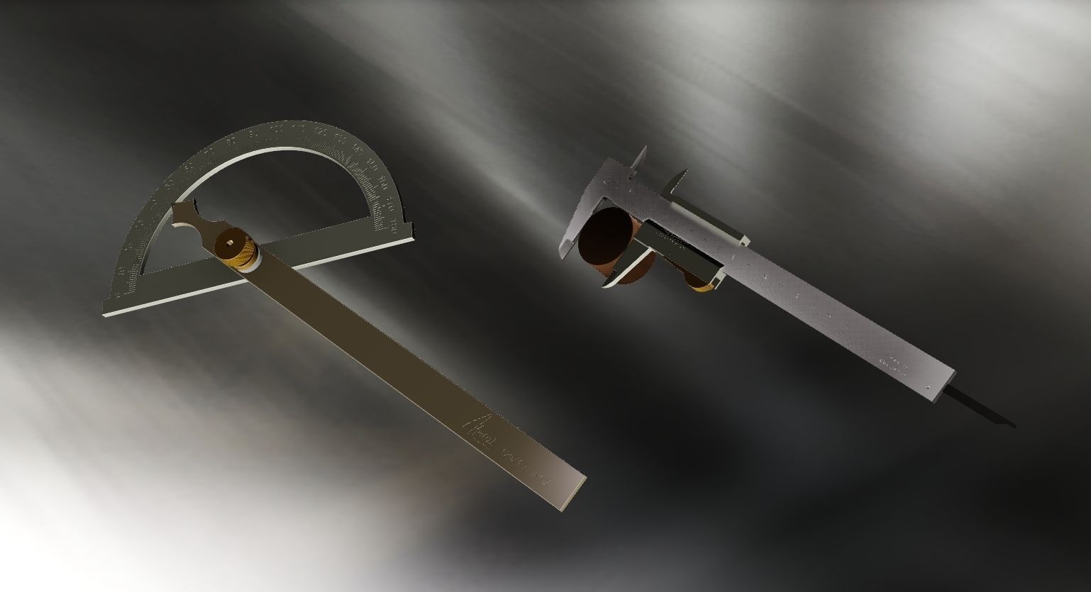 Protractor metal compass free 3D model | CGTrader