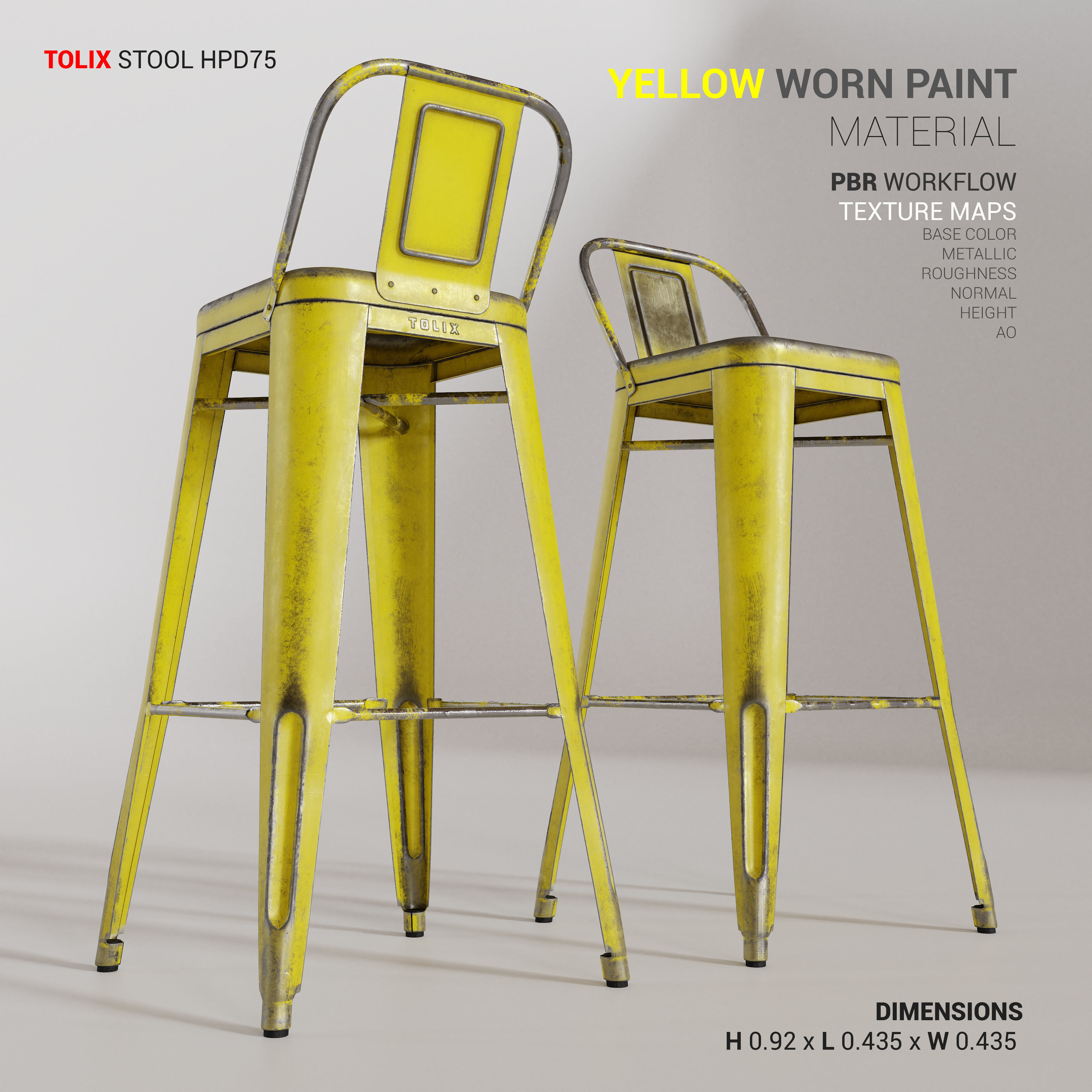 3D model Tolix Stool HPD75 VR / AR / low-poly | CGTrader