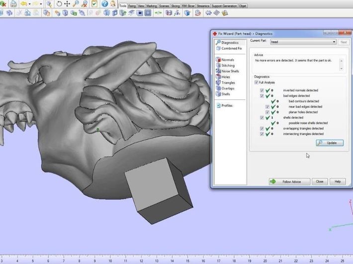 How prepare model for 3d printer ("materialise magics" soft)