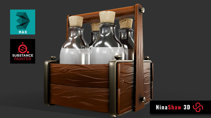 Modeling, Unwrap & Texturing Stylized Milk Carrier - Part3 [Texturing]
