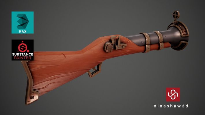 Modeling, Unwrap & Texturing Stylized Gun - Part4 [Texturing]