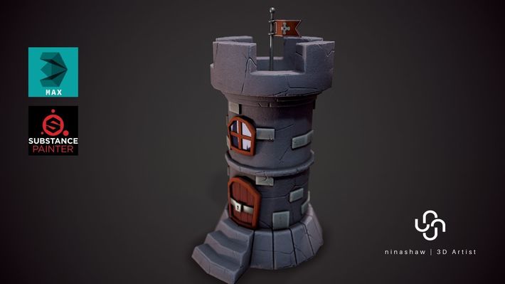 Modeling, Unwrap & Texturing Stylized Castle - Part3 [Texturing]