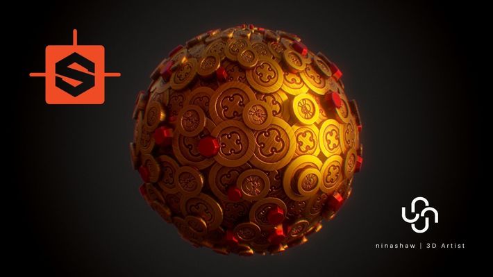 TIMELAPSE | Substance Designer Tutorial l Stylized Treasure Coins