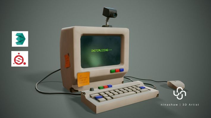 Game Asset Full Workflow | Modeling&Texturing a Stylized Computer