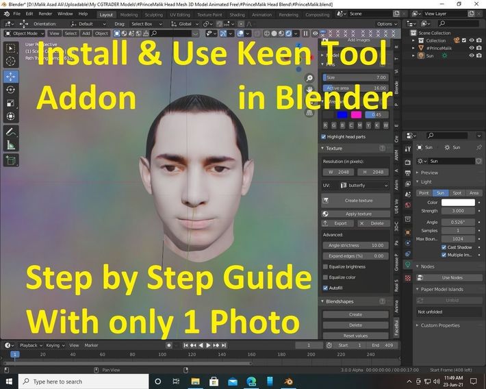 | Install Keen Tool | and Use in |Blender Step by Step Guide| Full Tutorial Head with just 1 Photo