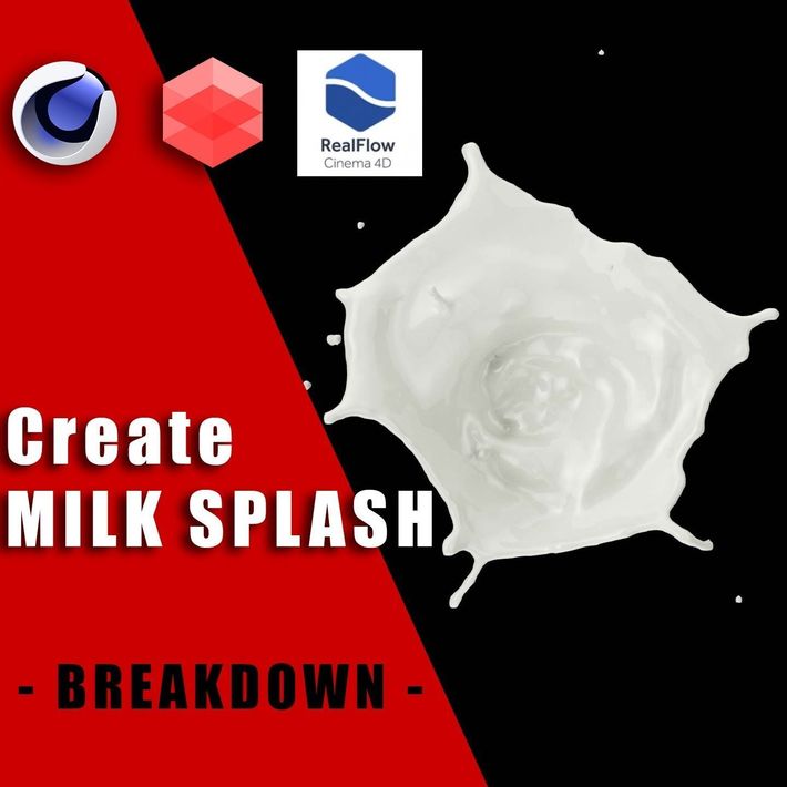 Create Milk Splash in Cinema 4D + RealFlow inside C4D + Redshift render
