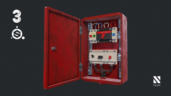 Game Asset Electrical Fuse Box | Autodesk3dsMax/SubstancePainter