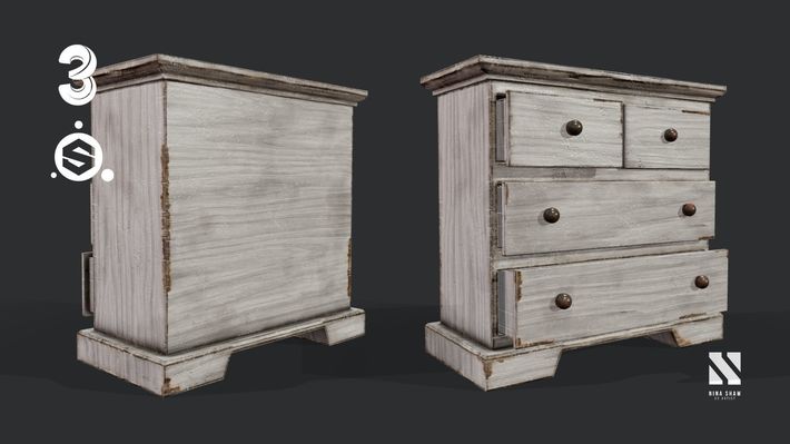 Game Asset Nightstand Drawer | Autodesk3dsMax/SubstancePainter