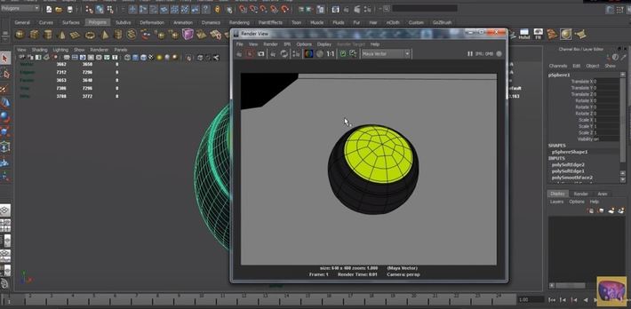 Maya Low Poly Wire Frame Render