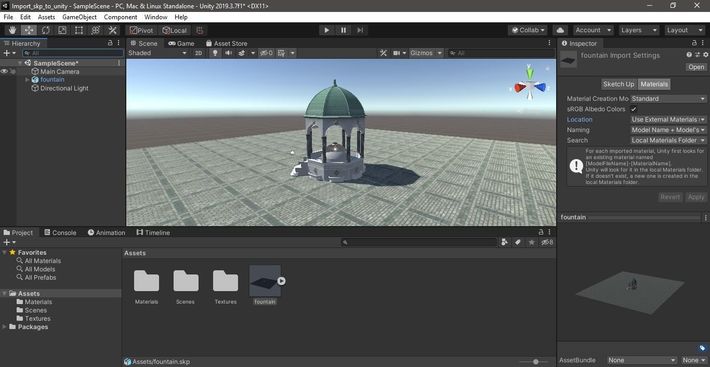 How to import Sketchup file to Unity