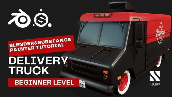 Game Asset Delivery Truck | Blender/SubstancePainter