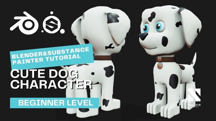TIMELAPSE Game Asset Cartoon Dog | Blender/SubstancePainter