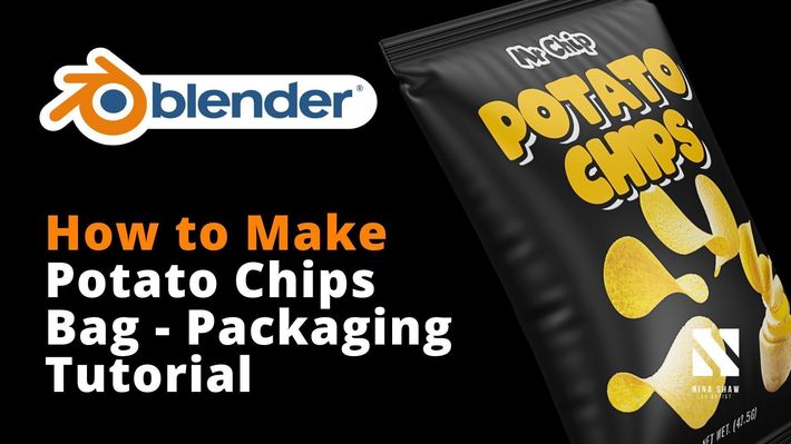 How to Make Potato Chips Bag | Blender Packaging Tutorial