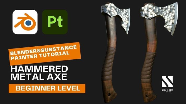 Game Asset Hammered Metal Axe | Blender/SubstancePainter