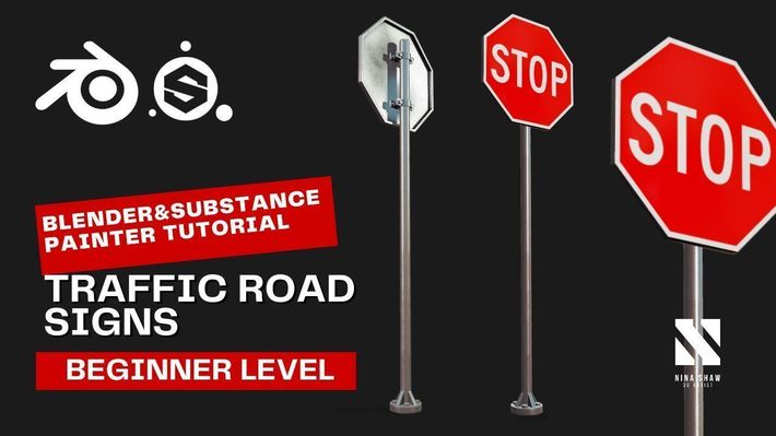 Game Asset Road Signs | Blender/SubstancePainter