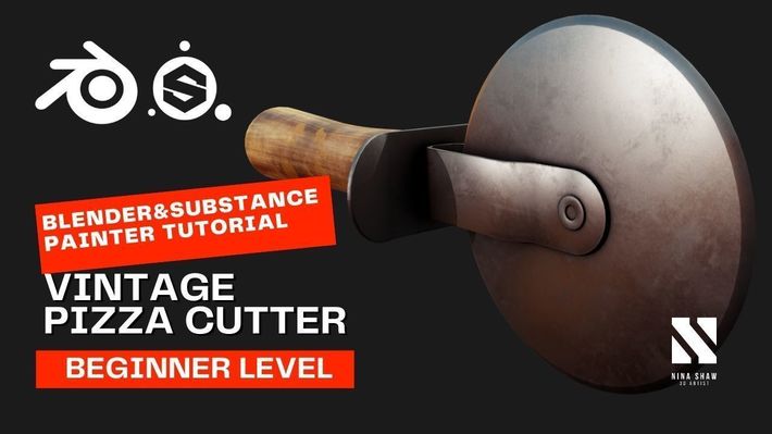 Game Asset Vintage Pizza Cutter | Blender/SubstancePainter
