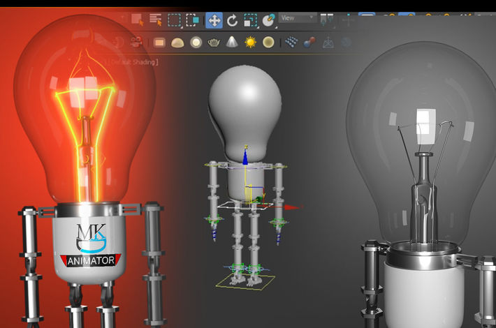 Light Bulb Robot Rigged 3d Character Model
