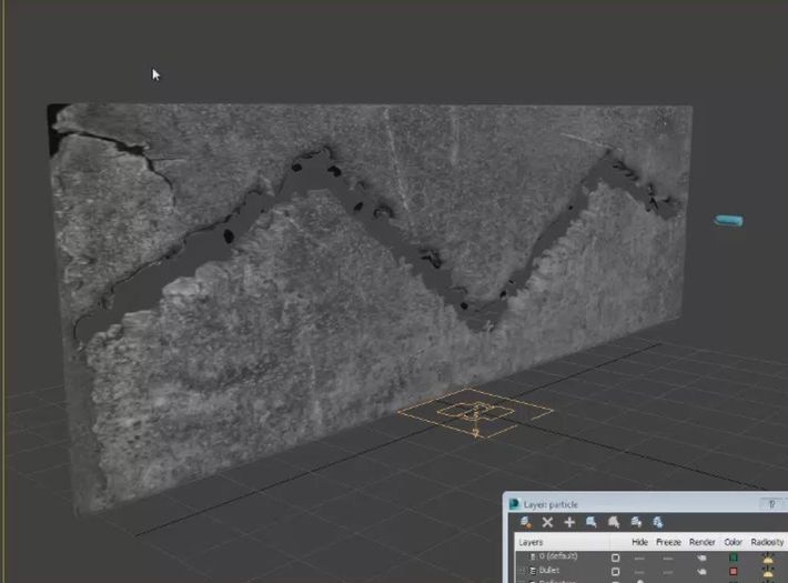 Metal tearing with bullets using particle flow